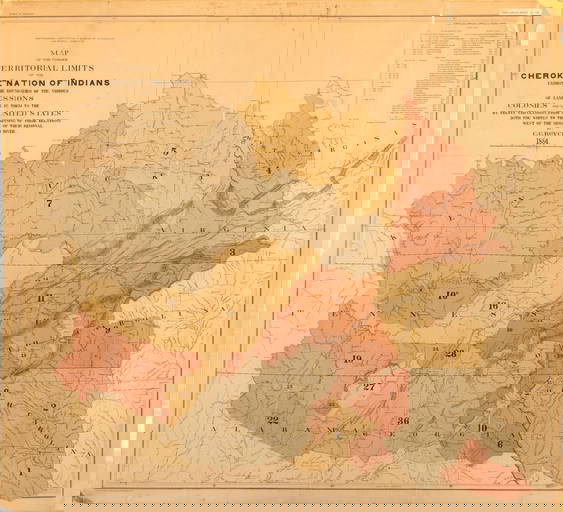 1884 Cherokee Nation Of Indians Map By Charles .c. Royce