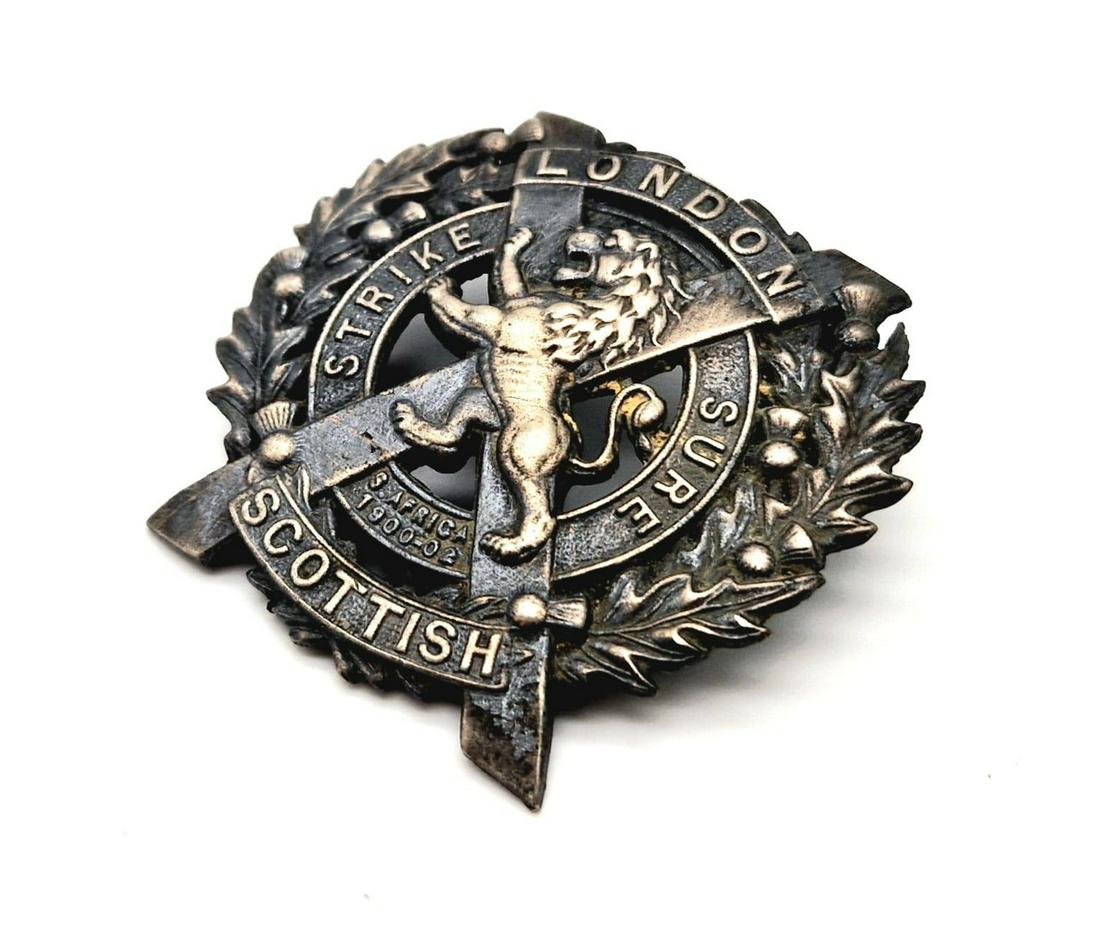 Ww1 British London Scottish Officers Silver Cap Badge