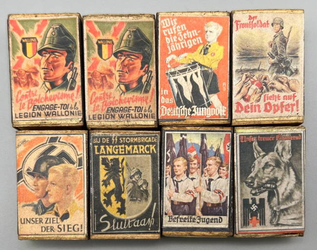 8 X Ww2 German Boxes Of Matches Sold In Belgium In Street Corners Etc ...