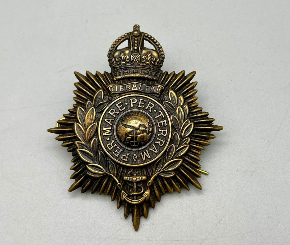 Kings Crown Royal Marine Pith Helmet Badge.