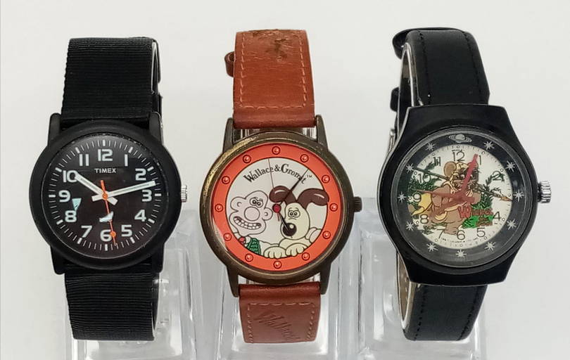 Three Watches: Two Kids Themed And A Timex Quartz Watch. Wallace And ...