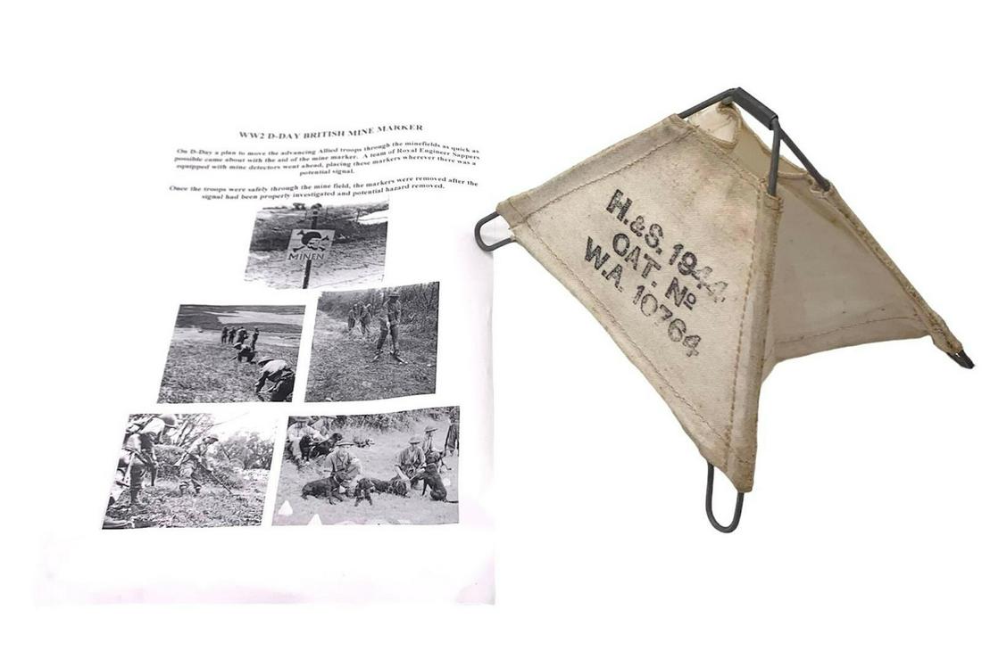 Ww2 British D-day Mine Marker Dated 1944. With Explanation. Auction