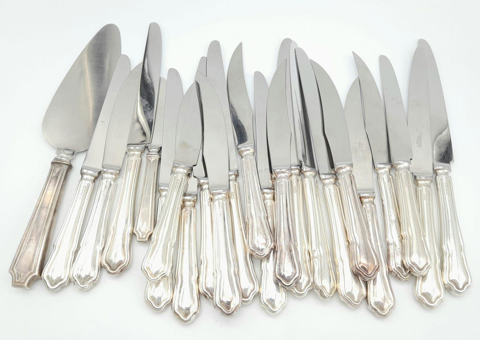 A Selection Of 23 Sterling Silver Cutlery Knives. From The Same ...