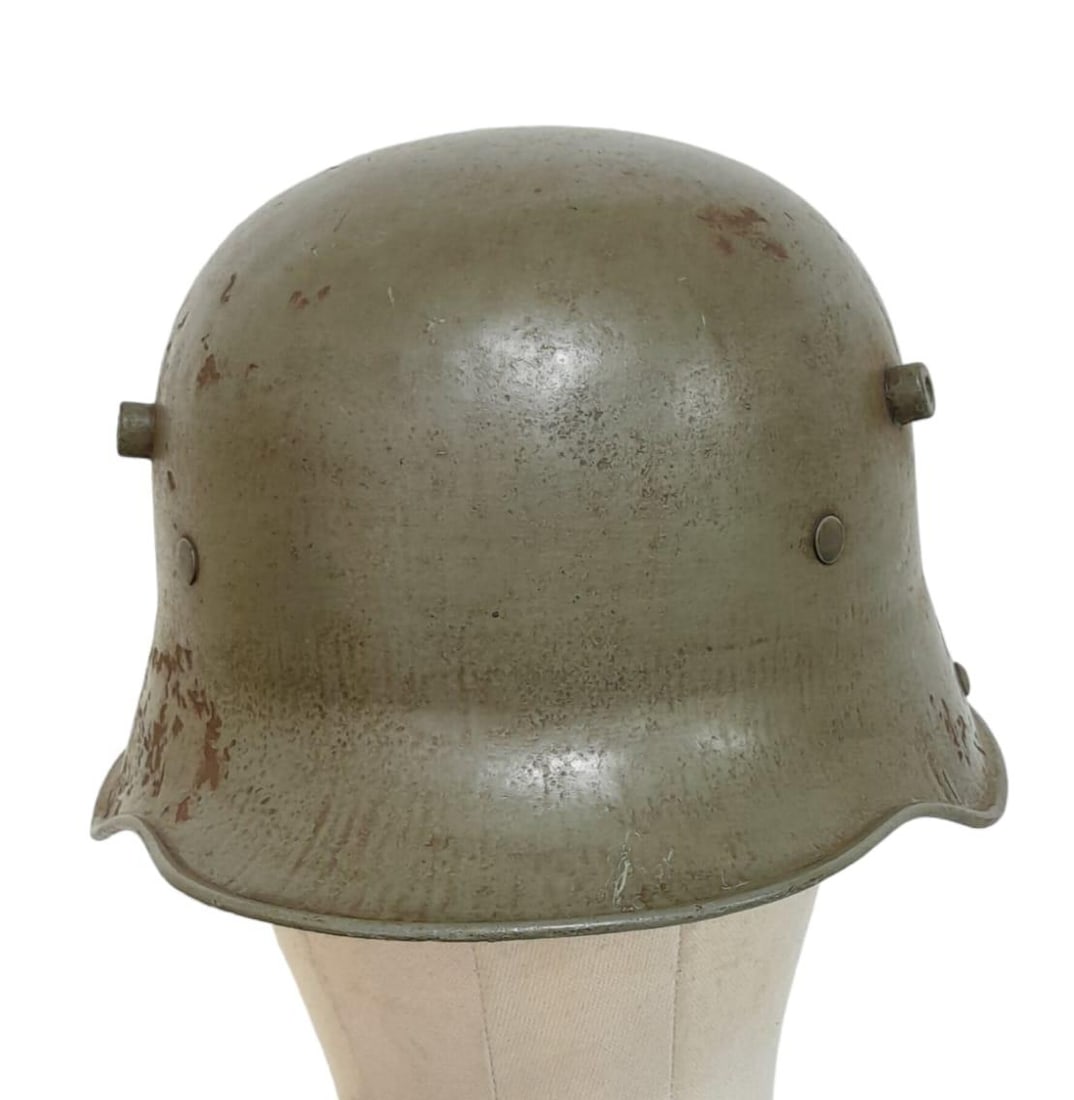 Ww1 German Model 1917 Stahlhelm Helmet With Original Green Paint. Auction