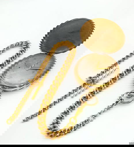 A Vintage Singer "precision" Gold Plated Pocket Watch With Chain, The ...