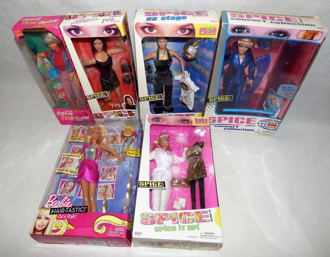 Vintage Dolls In Boxes Barbie, Spice Girls