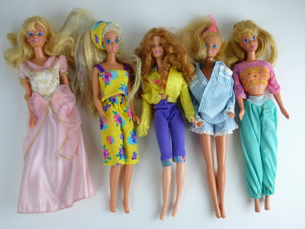 Group Of 5 Barbie Dolls