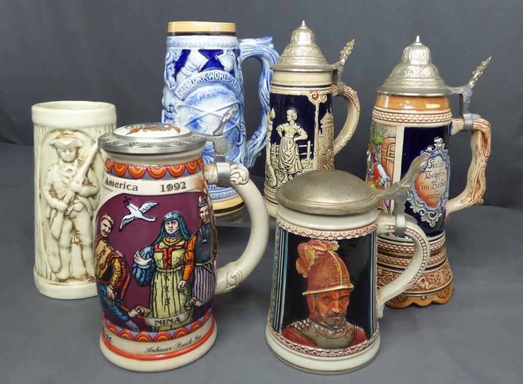 Vintage German Beer Steins With Lids