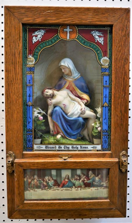 Antique Catholic Last Rites Altar Shadowbox Box
