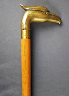 Wooden Walking Stick Cane With Brass Squirrel Head