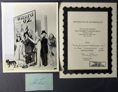 Judy Garland Autograph W/ Wizard Of Oz Photo
