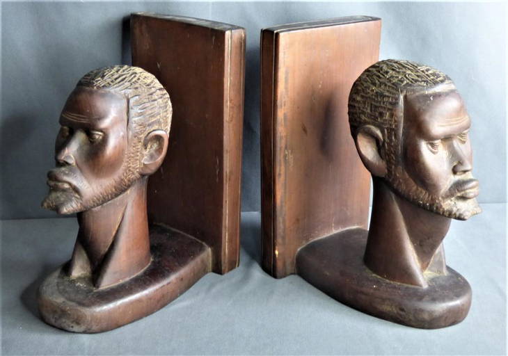Tribal African Bookends Wood Carving By Kunga Keny
