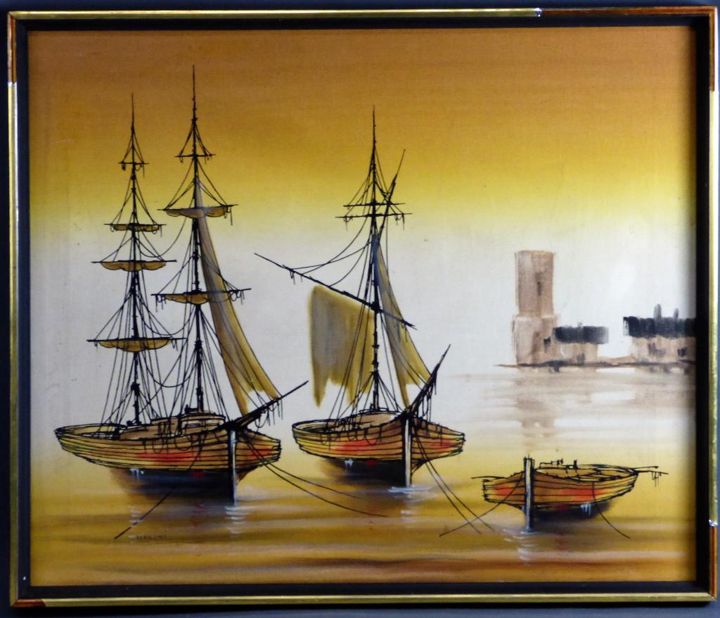 Marini- Boats Oil Painting- Mid Century Modern (#0252) on Dec 28, 2021 ...