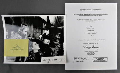 Judy Garland & Margaret Hamilton Signatures