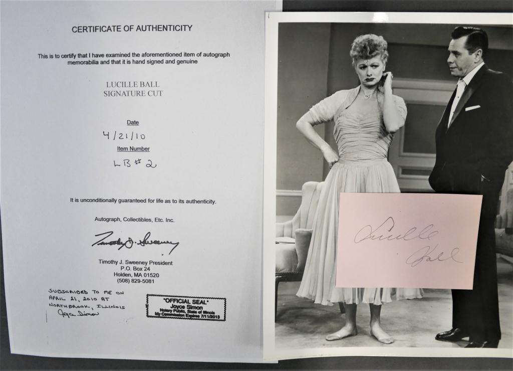 Lucille Ball Signature W/ "i Love Lucy" Photograph