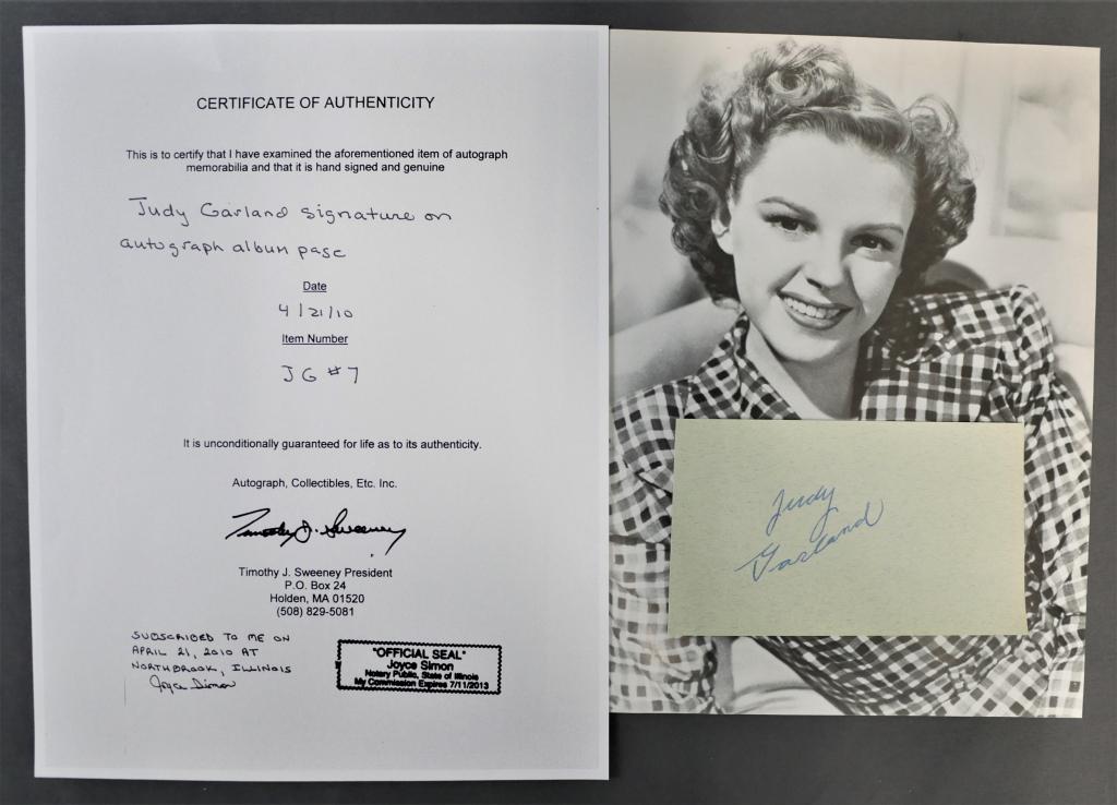 Judy Garland Autograph W/ "walkerprint" Photograph