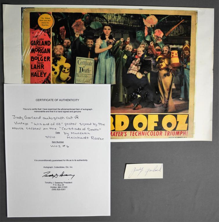 Judy Garland Autograph & Wizard Of Oz Signed Poste