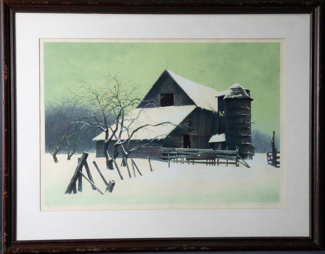 Robert W. Addison Winter Landscape Le Serigraph