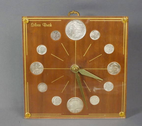 Numismatic Clock W/ Us Silver Coins