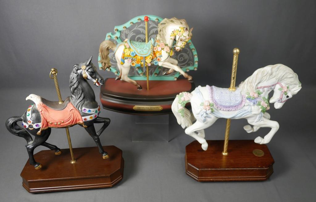 Three Vintage Carousel Horse Music Boxes