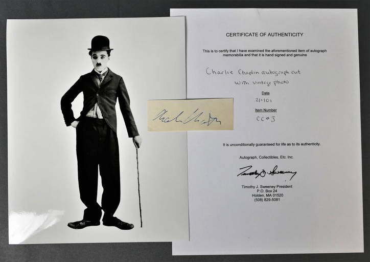Charlie Chaplin Signature/ Autograph - Jun 07, 2022 | Esquis Auctions in IL