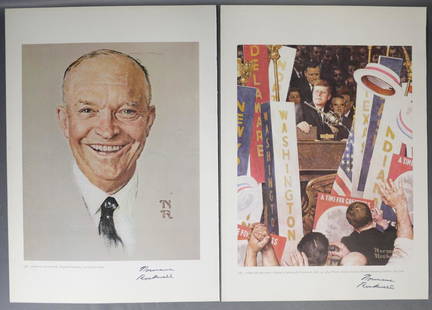 Norman Rockwell Set Of2 Signed Art Book Pages