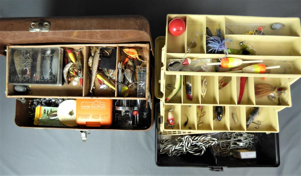 2 Vintage Fishing Tackle Boxes W/ Supplies