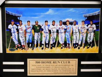 "500 Home Run Club" Baseball Legends Signed Poster