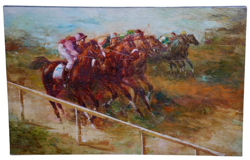 M. Vilmon Horse Racing Oil Painting.