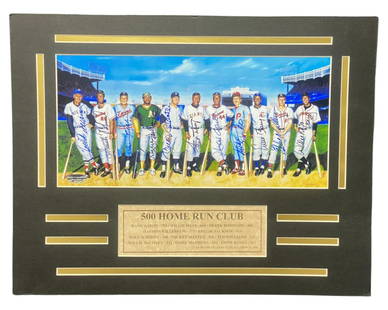 "500 Home Run Club" Baseball Legends Signed Poster