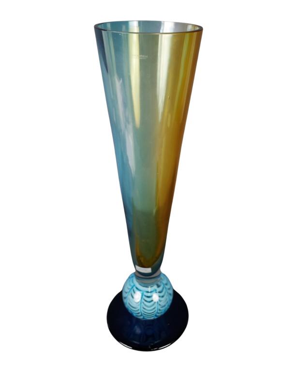 18" Evolution By Waterford Art Glass Cone Vase