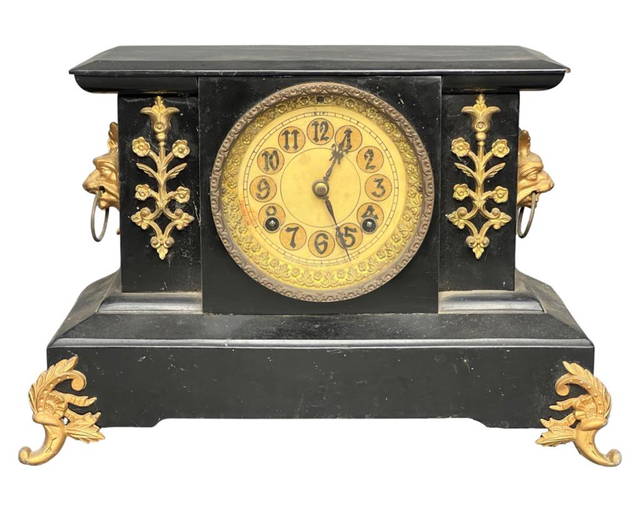 Antique New Haven Mantle Clock w/ Lion Heads - Nov 15, 2022 | Esquis ...