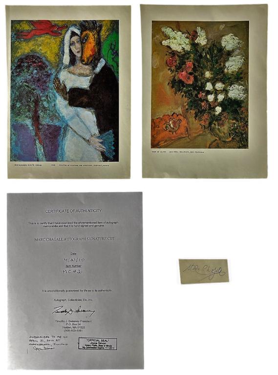 Marc Chagal Autograph/ Signature W/ Art Book Pages