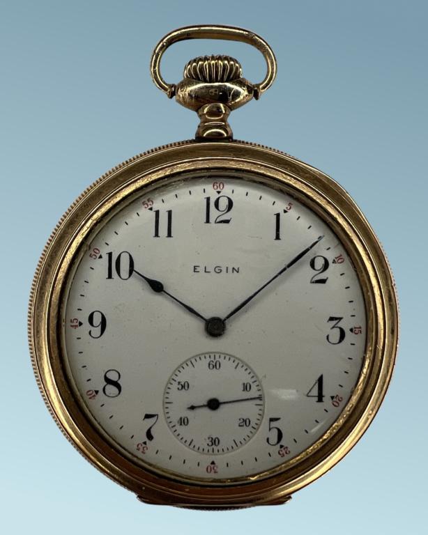 Antique Elgin 17 Jewels Pocket Watch in Gold Plat (#0037) on Dec 27, 2022 | Esquis Auctions in IL