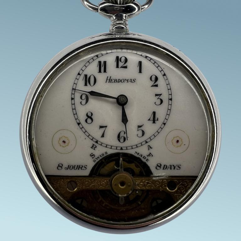Antique Hebdomas 8 Day Swiss Made Pocket Watch