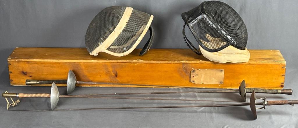 Vintage Souzy Paris Fencing Dueling Swords & Masks