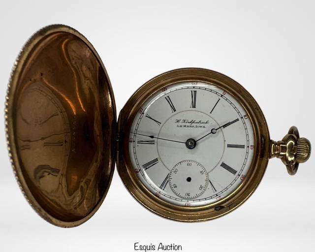 H. Kirkpatrick 14k Gf 17 Jewels Pocket Watch