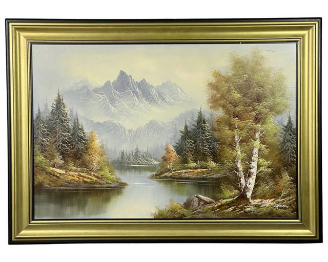 R. Boren Mountain Landscape Oil Painting