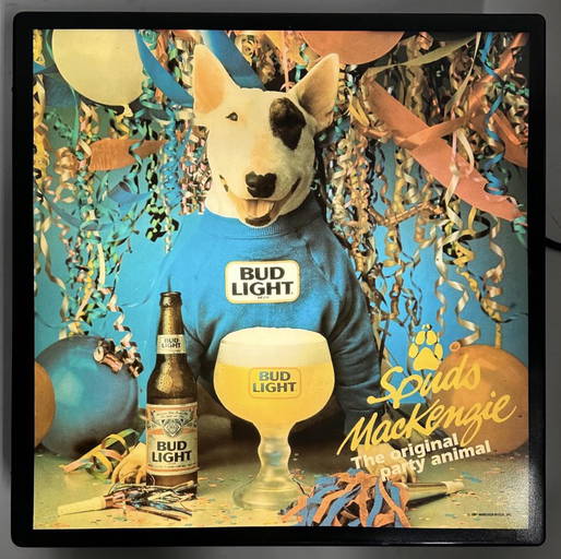 Spuds Mackenzie Party Animal Bud Light Beer Sign