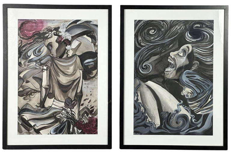 Corpse Bride & Crazy Man Watercolor Paintings