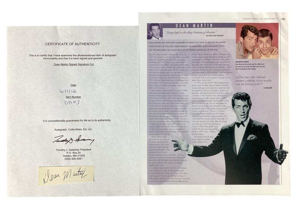 Dean Martin Autograph Signature Auction