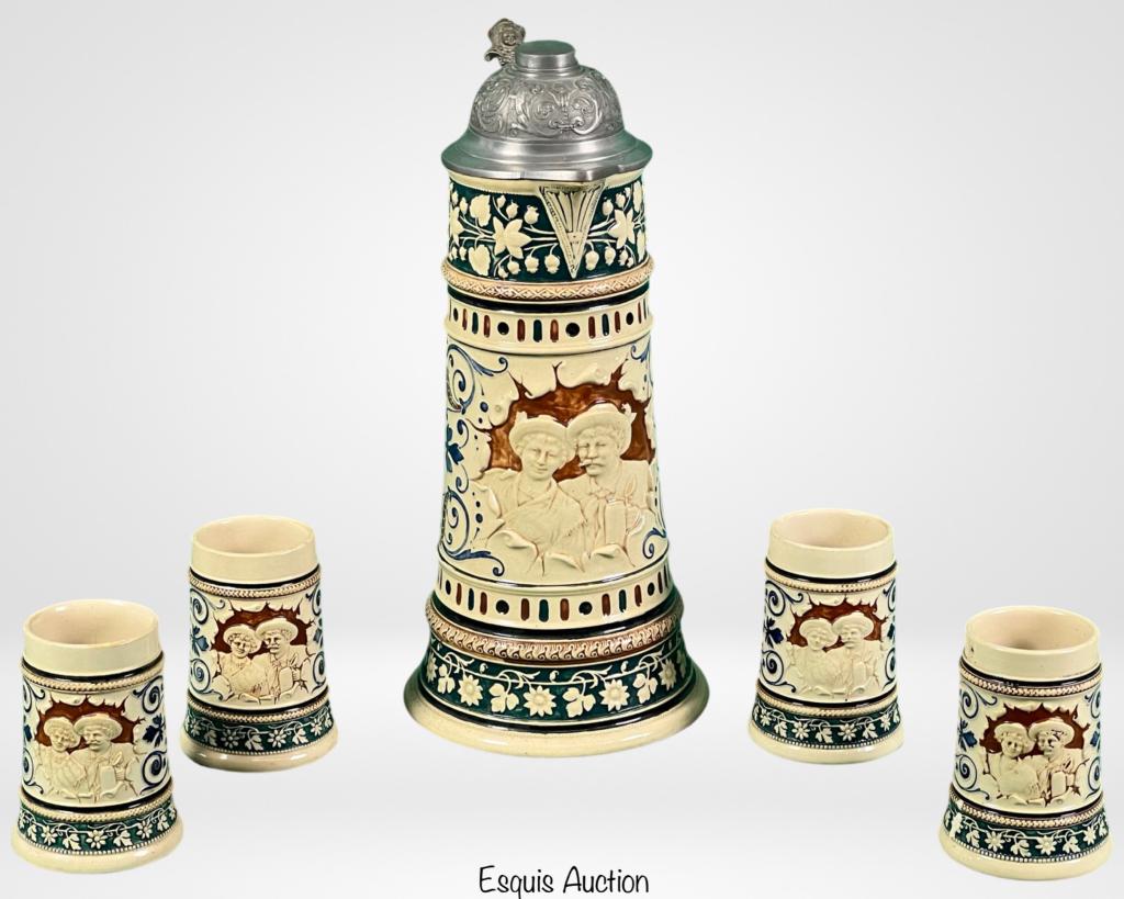 Antique German Beer Pitcher & Beer Steins/ Mugs Auction