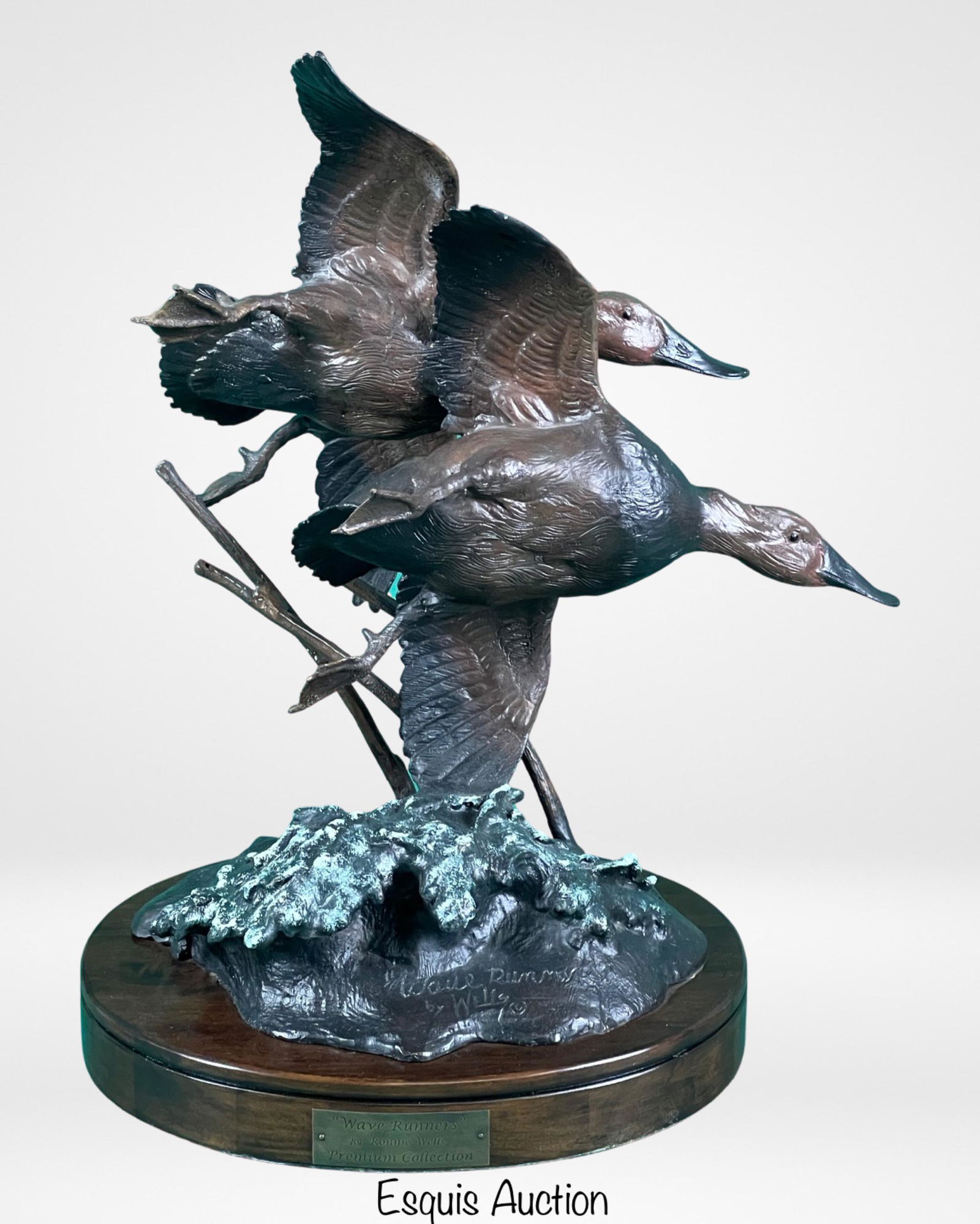 Ronnie Wells "wave Runners" Ducks Bronze Sculpture