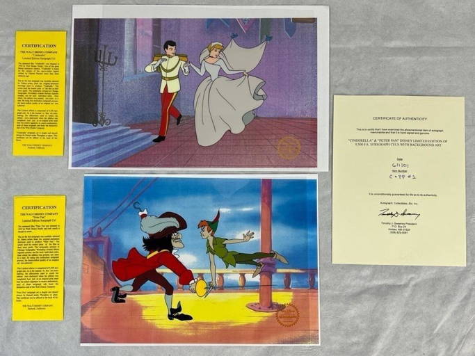 Disney Cinderella & Peter Pan Le Serigraph Cels