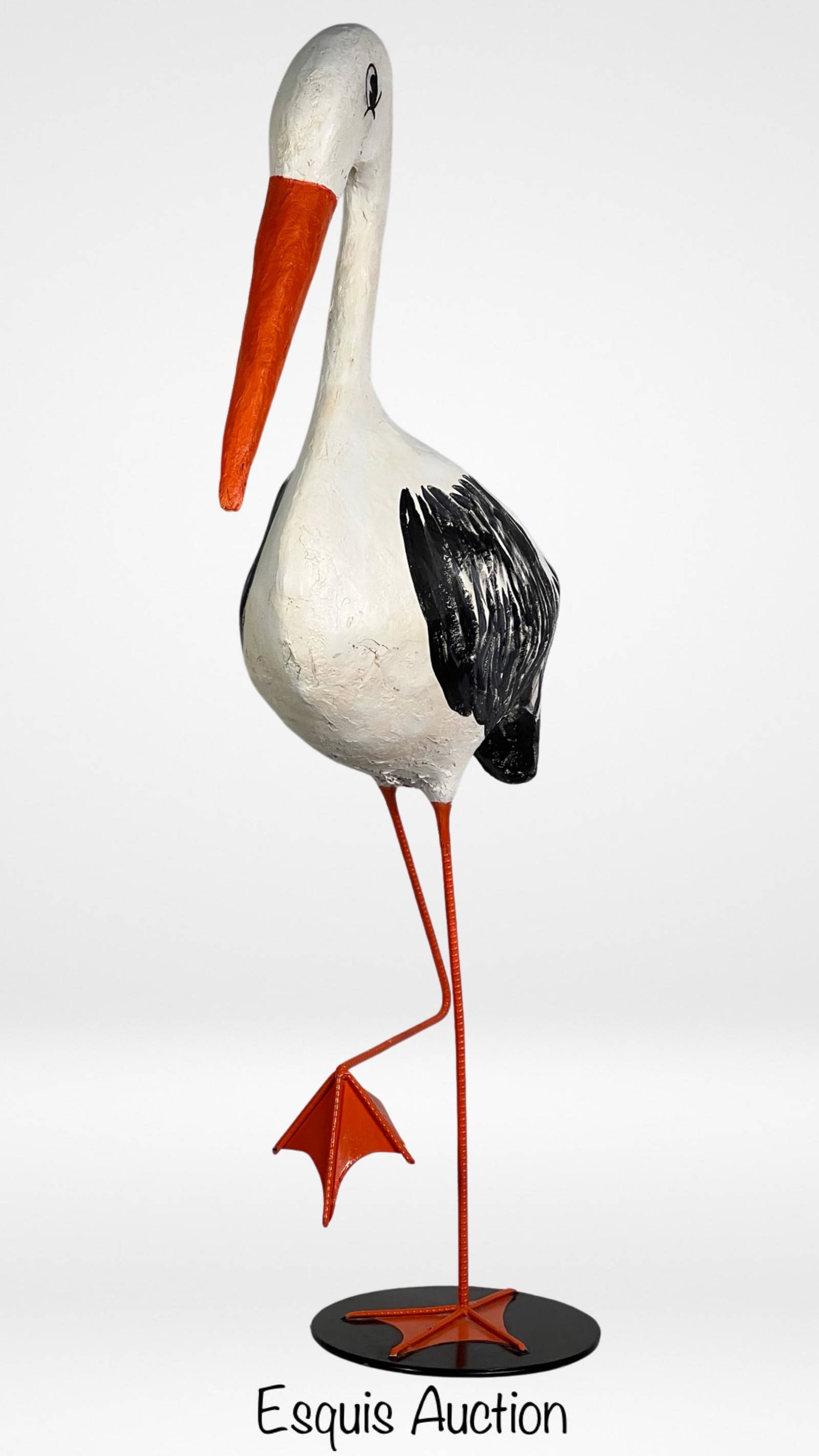 Large 52" Tall Life Like Garden White Stork Decor Auction
