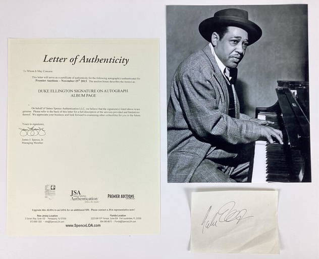 Duke Ellington Autograph/ Signature W/ Photo