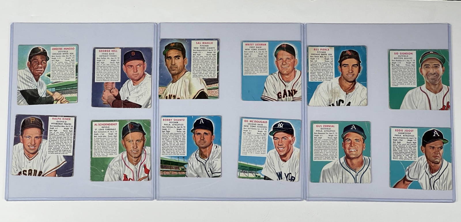 12 1952 Red Man Tobacco Baseball Cards- Hof Legend Auction