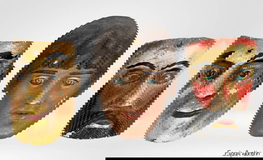 Mexican Guerrero Polychrome Folk Dancing Masks