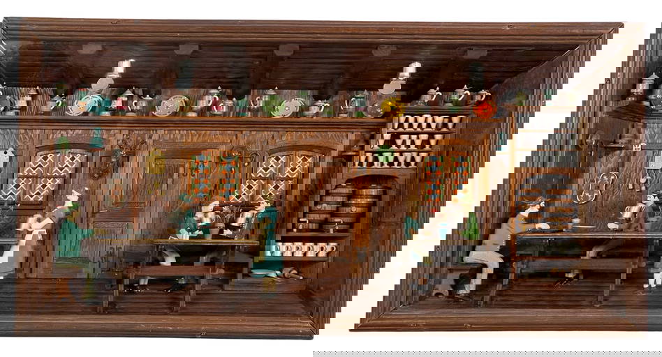 Vintage German Shadow Box Diorama Bar Scene
