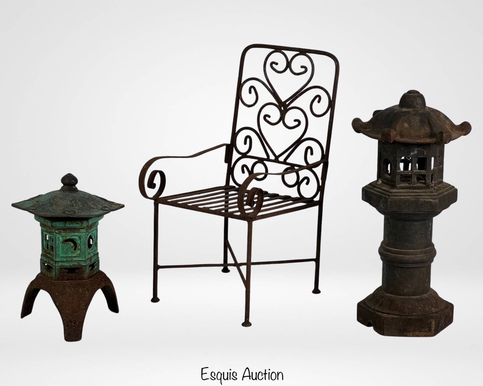 Vintage Japanese Cast Iron Zen Pagoda Lanterns Auction